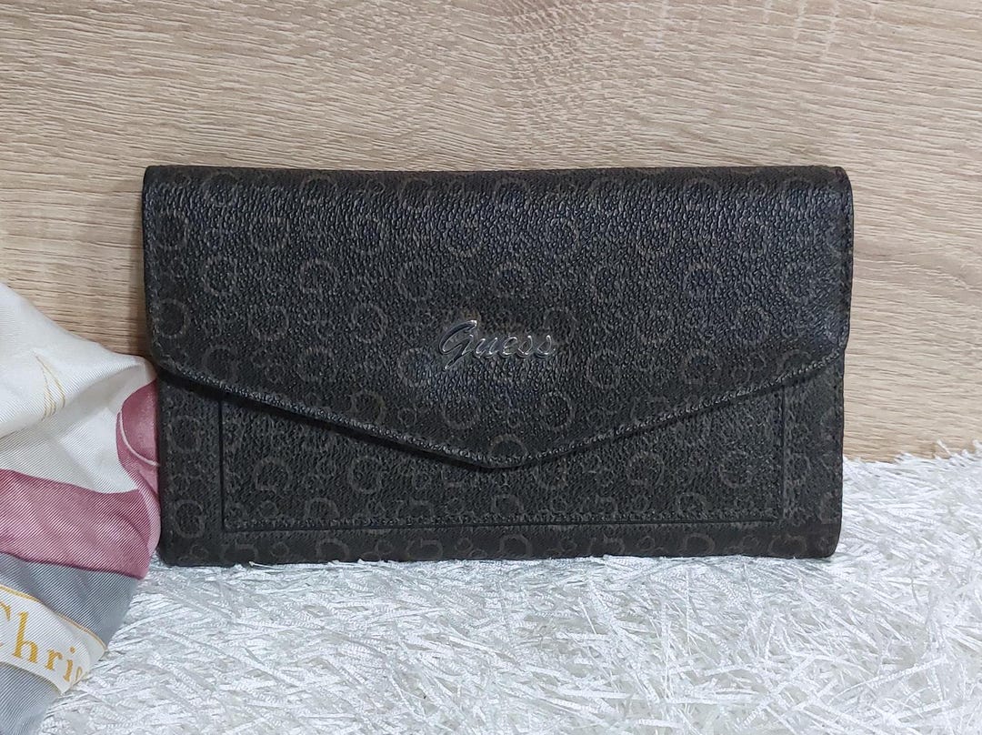 Authentic Guess Monogram Leather Card Case Wallet/ Vintage Guess Wallet ...