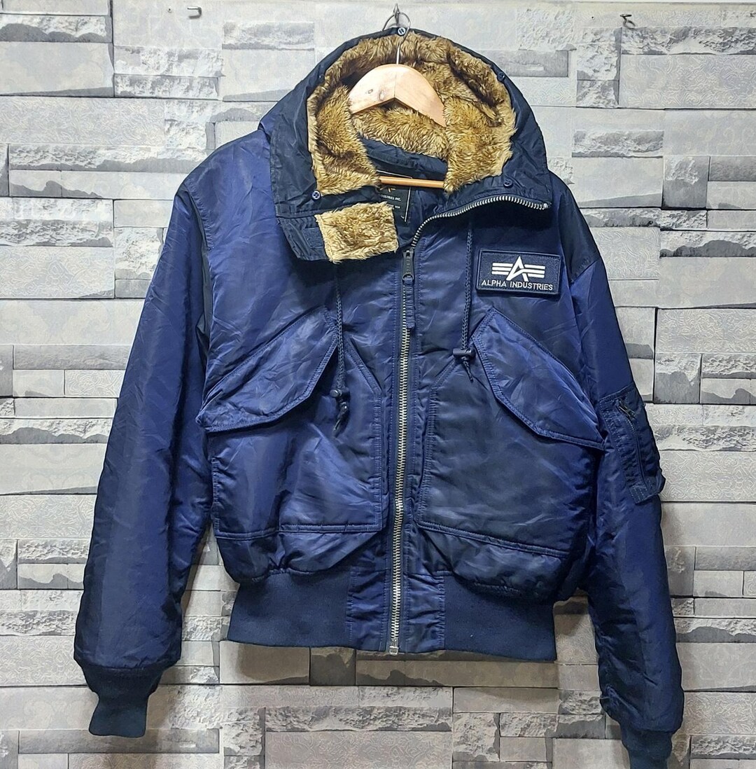 Antique Alpha Industries Fur Hooded Jacket Size: L/ Vintage Bomber ...