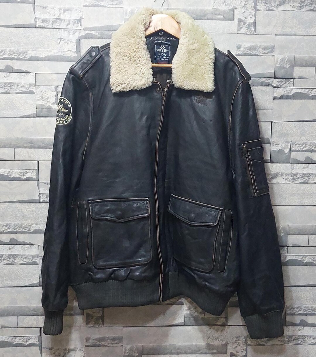 Vintage Aviator Pilot AIR FORCE Leather Jacket Size: XL/ Antique Flight ...