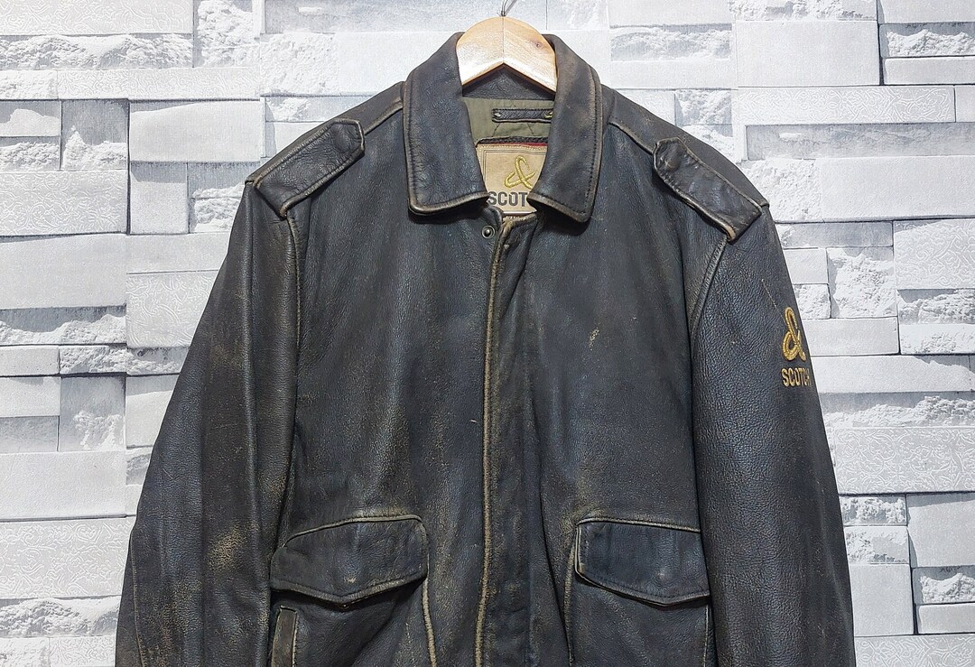 Antique Scotch & Soda Leather Flight Jacket Size: L/ Vintage 90s Scotch ...