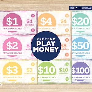 Editable Printable Reward Dollars, Pretend Play Money, Good Behavior ...