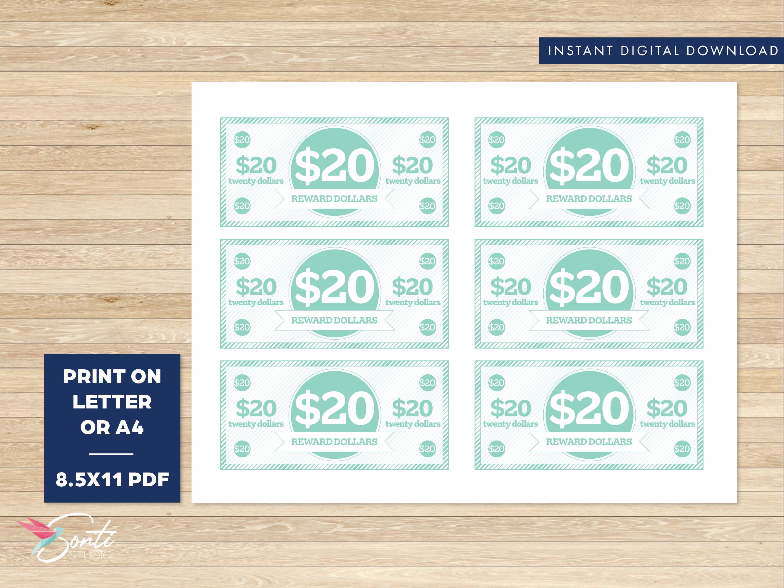 Editable Printable Reward Dollars Pretend Play Money Good - Etsy