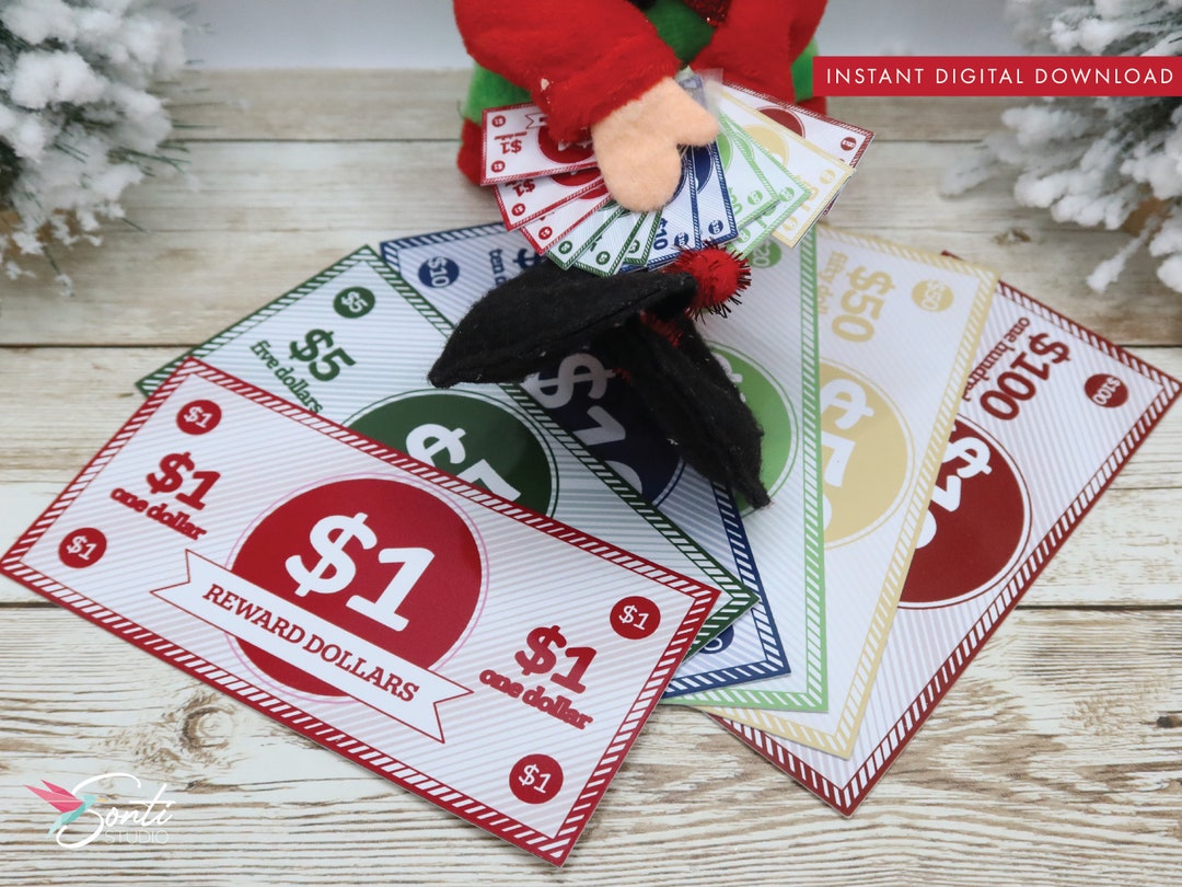Elf Printable Play Money, Reward Dollars, Elf Kit, Elf Ideas, Elf ...