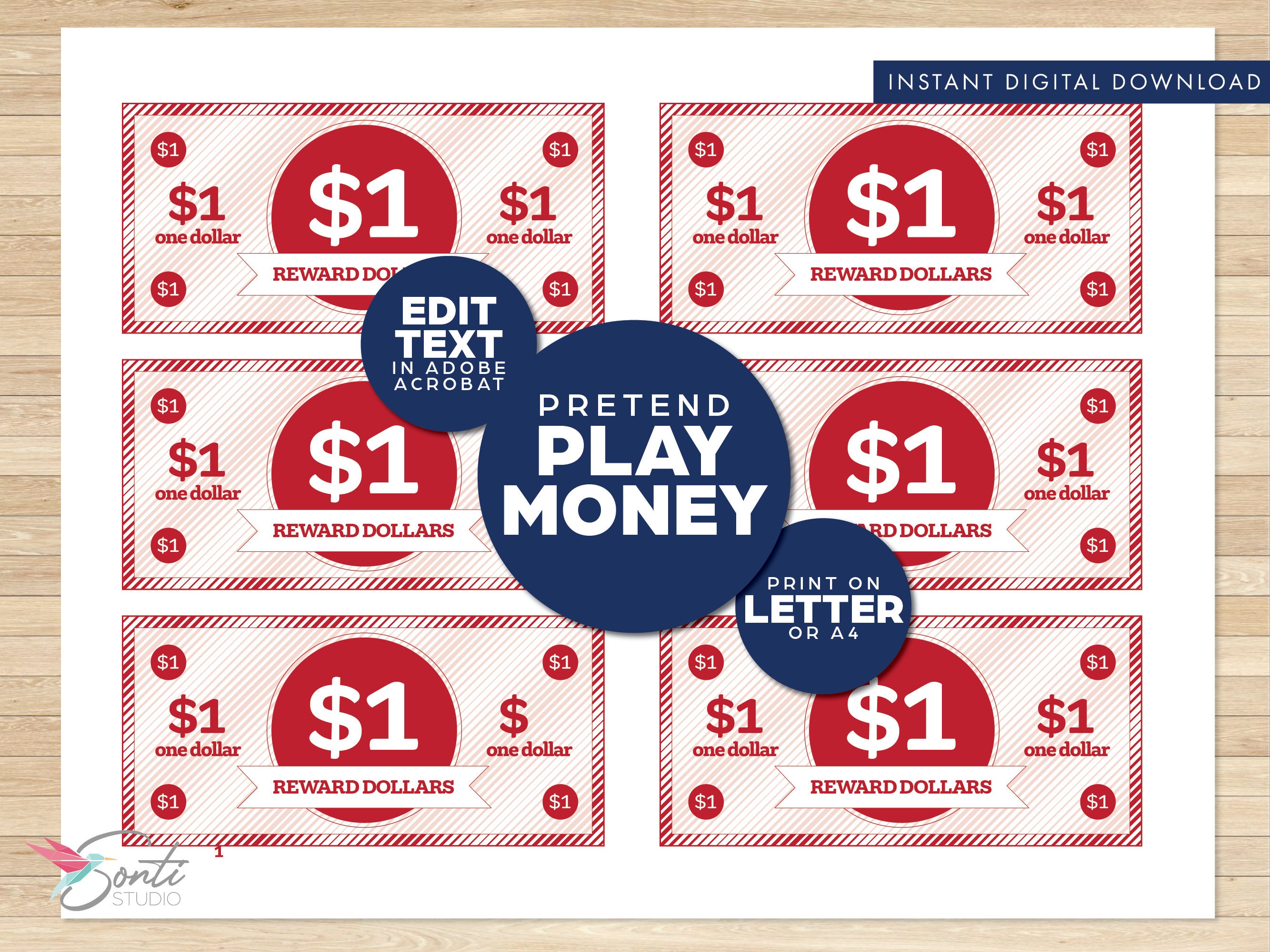 Editable Printable Reward Dollars Pretend Play Money Good - Etsy