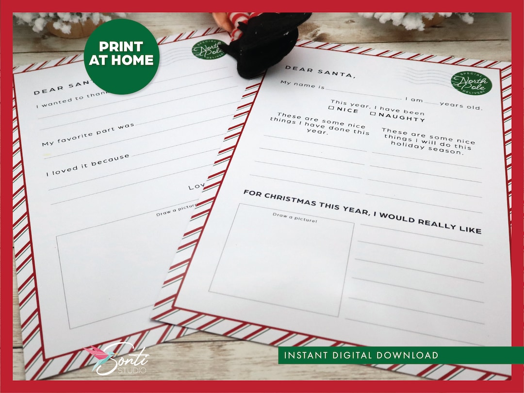Christmas Printable Letter to Santa Kit, Gratitude Letter, Santa ...