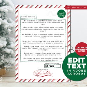 Canva Editable Elf Return, Elf Printable, Elf Letter Template, Elf ...