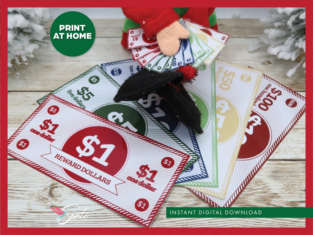 Elf Printable Play Money, Reward Dollars, Elf Kit, Elf Ideas, Elf ...