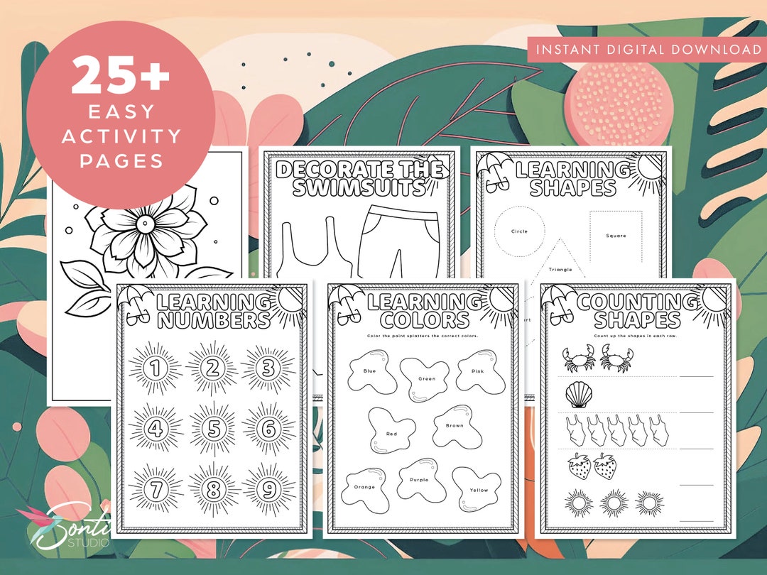 Simple Summer Printable Activity and Coloring Page for Toddlers, Summer ...