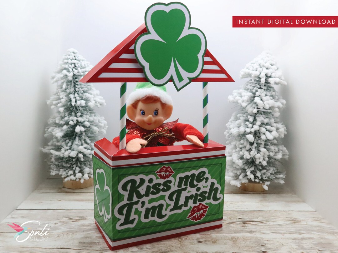 Christmas Printable Elf Kiss Me I'm Irish Booth for St Patrick's Day ...