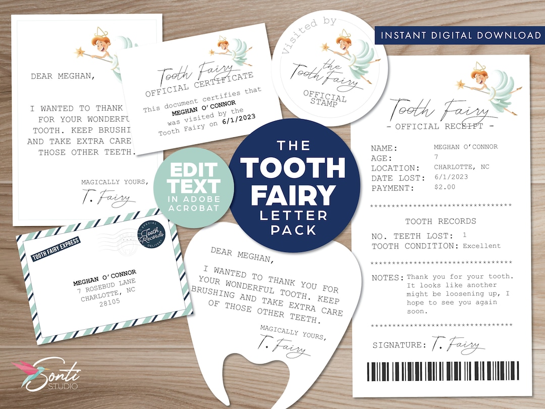 Tooth Fairy Letter Editable, Tooth Fairy Certificate, Tooth Fairy ...