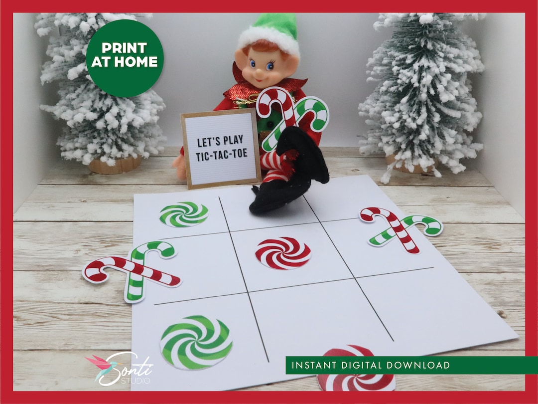 Christmas Printable Elf Tic-tac-toe, Elf Games, Elf Kit, Elf Ideas, Elf ...