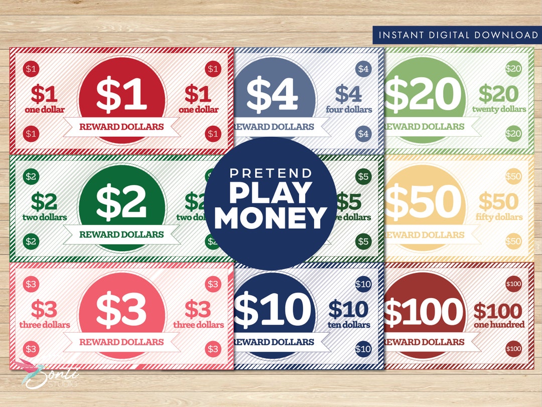 Editable Printable Reward Dollars, Pretend Play Money, Good Behavior ...