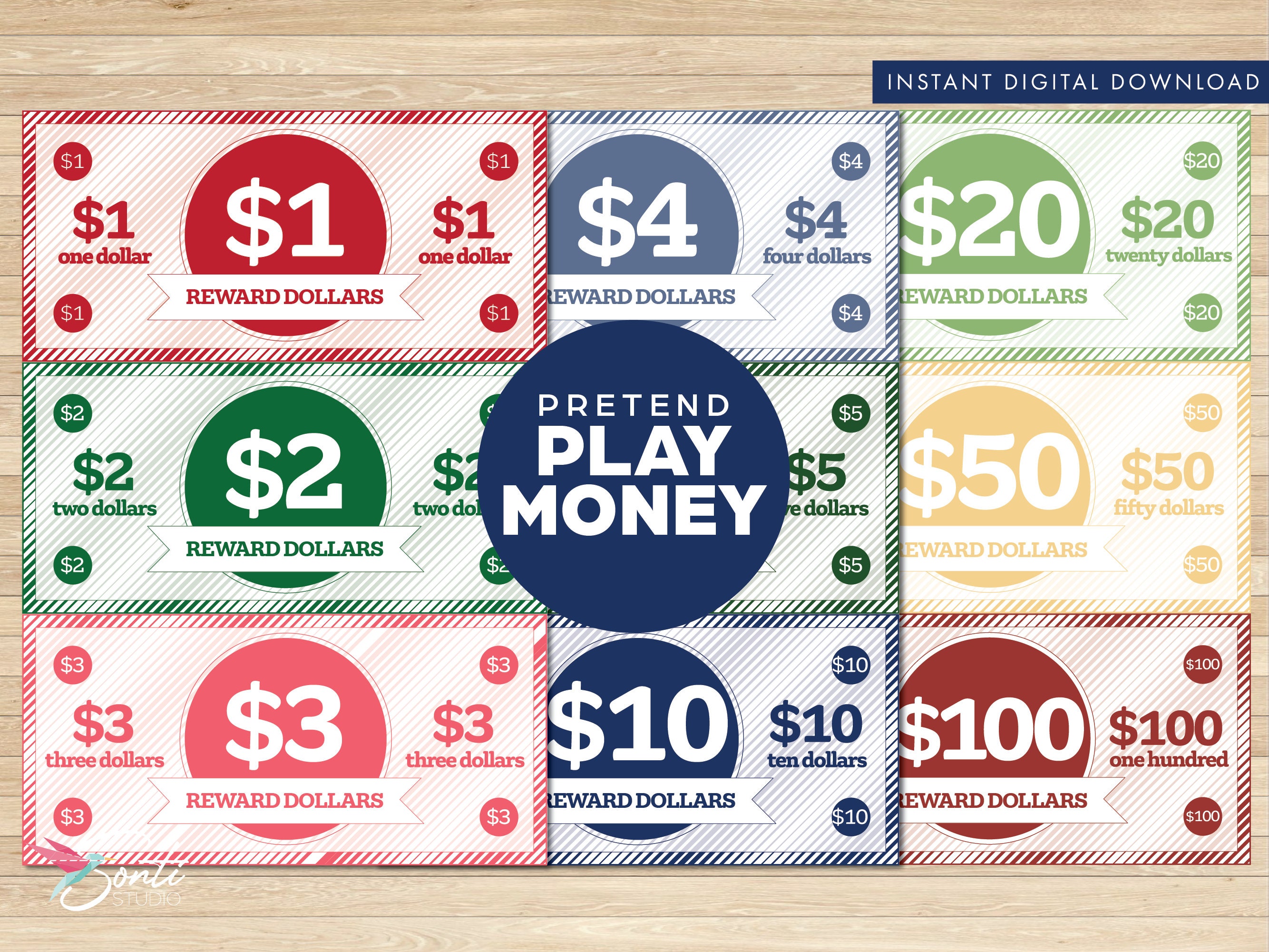 Editable Printable Reward Dollars, Pretend Play Money, Good Behavior ...