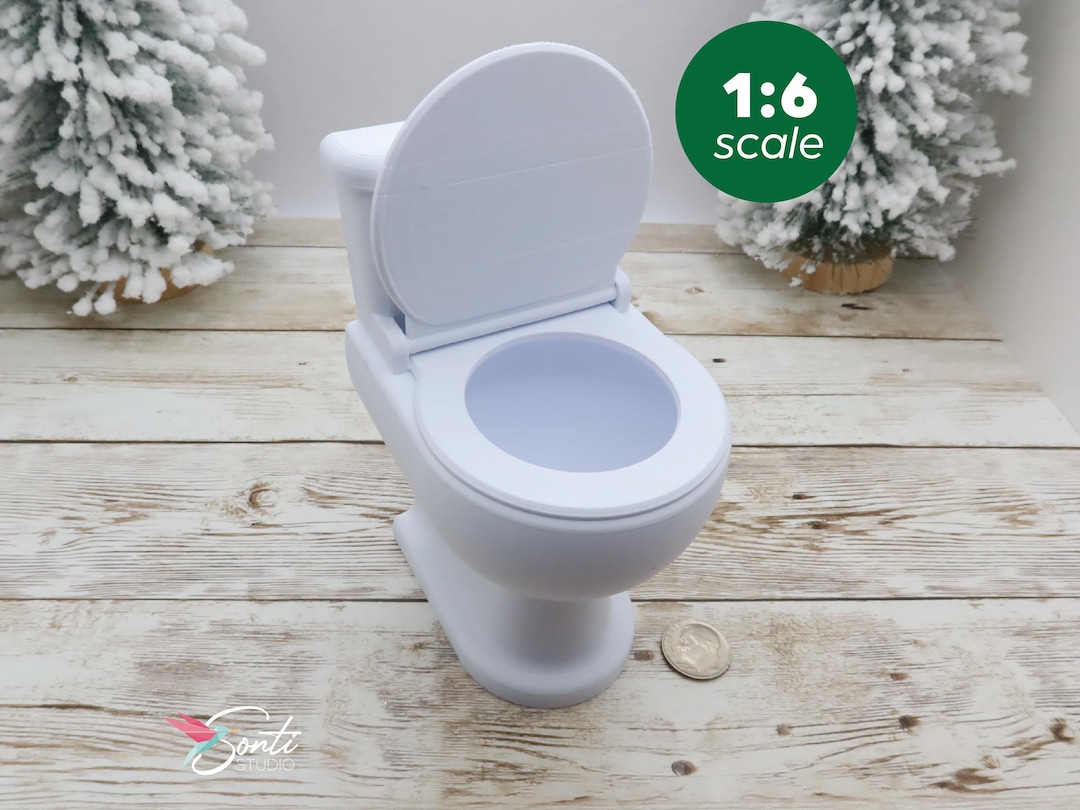 1:6 Scale Miniature Toilet With Functional Lid, Modern Toilet ...