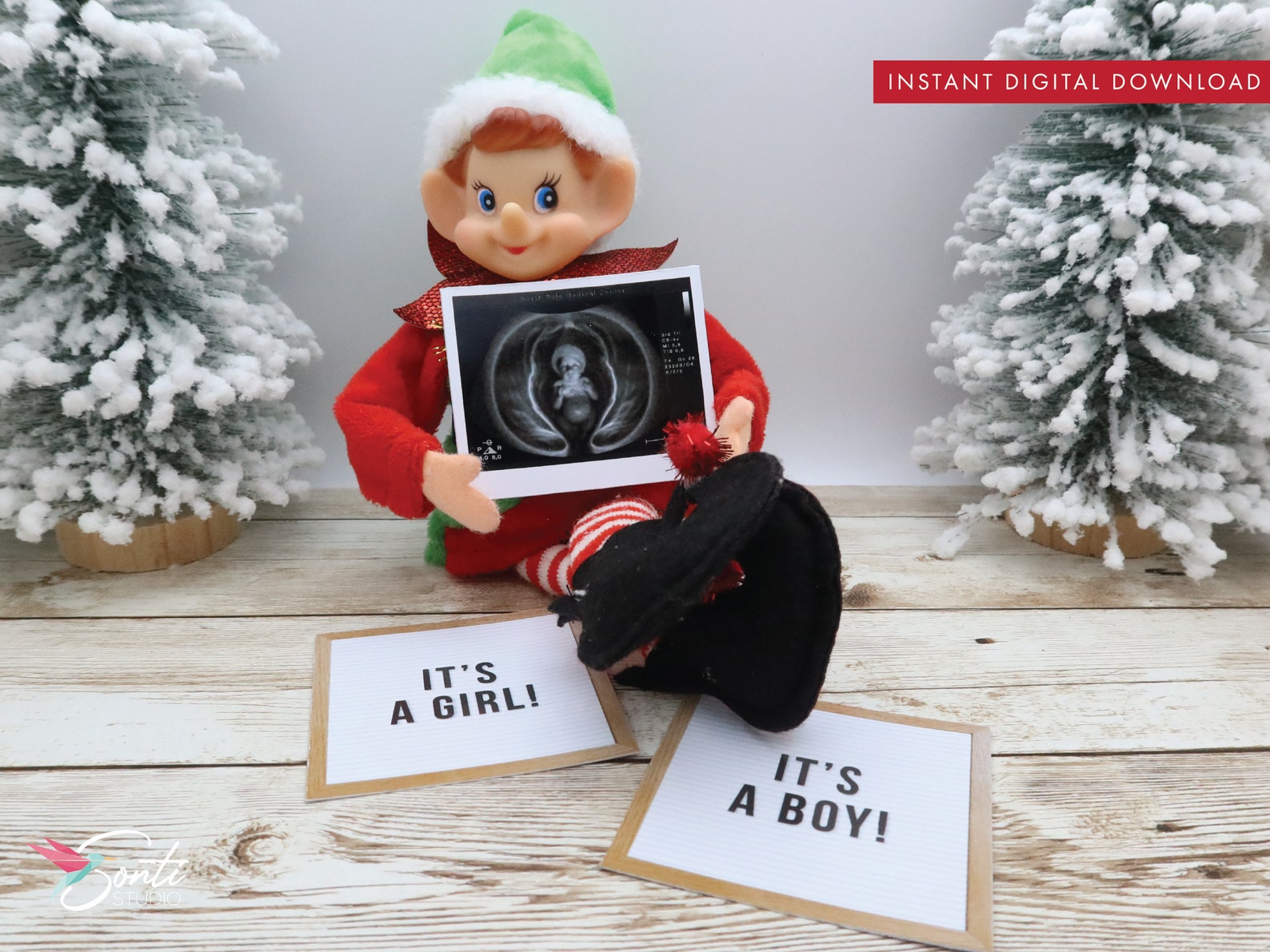 Christmas Printable Elf Ultrasound, Elf Sonogram Announcement, Elf Baby ...