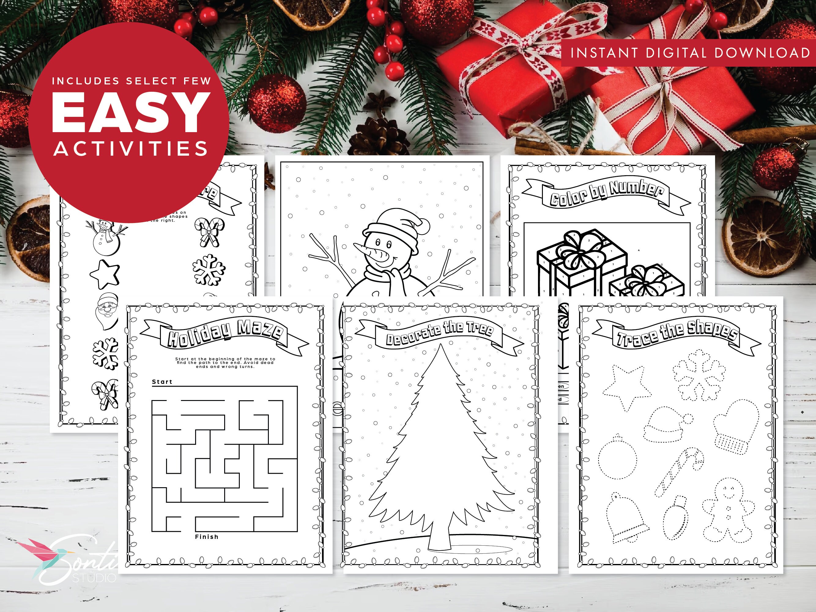 Christmas Printable Activity and Xmas Coloring Page Pack, Elf Kit, Elf ...