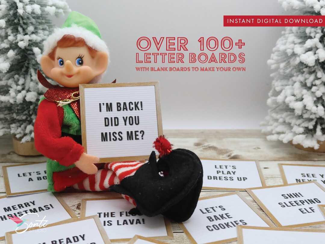 100 Christmas Elf Printable Letter Board Signs, Elf Ideas, Elf ...