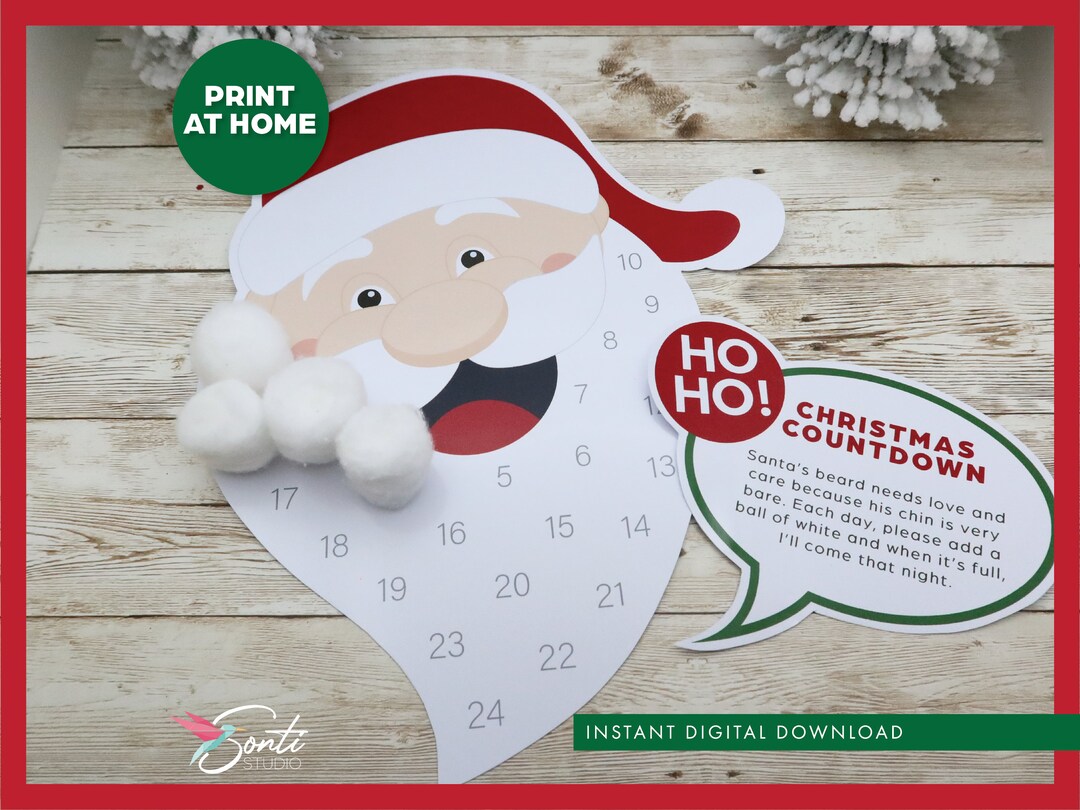 Christmas Printable Santa Advent Calendar Craft, Elf Kit, Elf Ideas ...