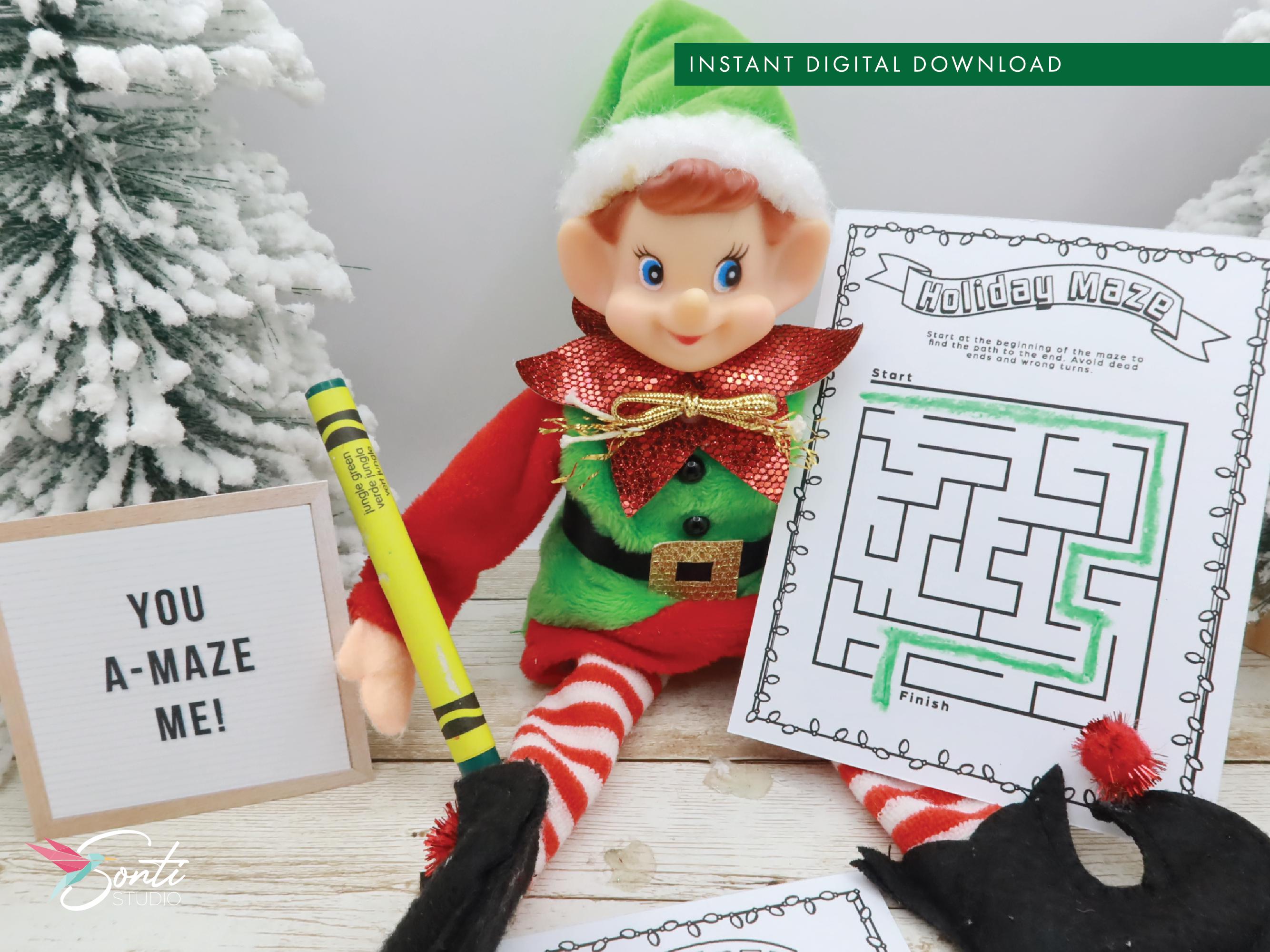 Christmas Elf Mazes, Elf Printables, Elf Activity, Elf Older Kids, Elf ...