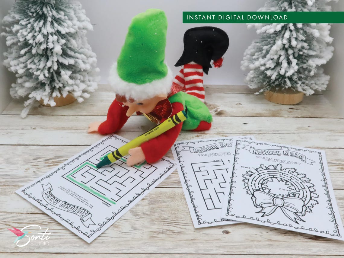 Christmas Elf Mazes, Elf Printables, Elf Activity, Elf Older Kids, Elf ...