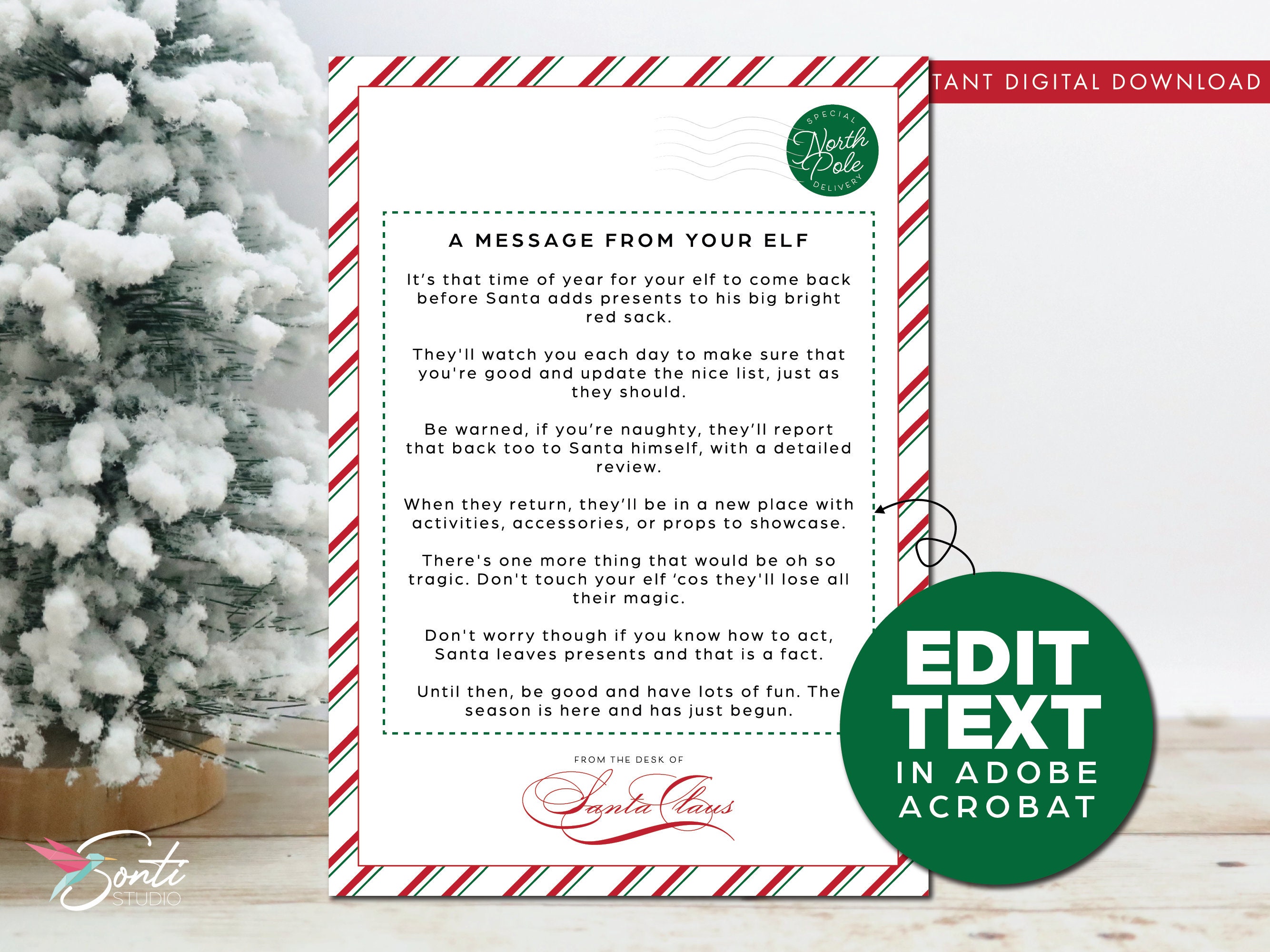 Canva Editable Elf Return, Elf Printable, Elf Letter Template, Elf ...