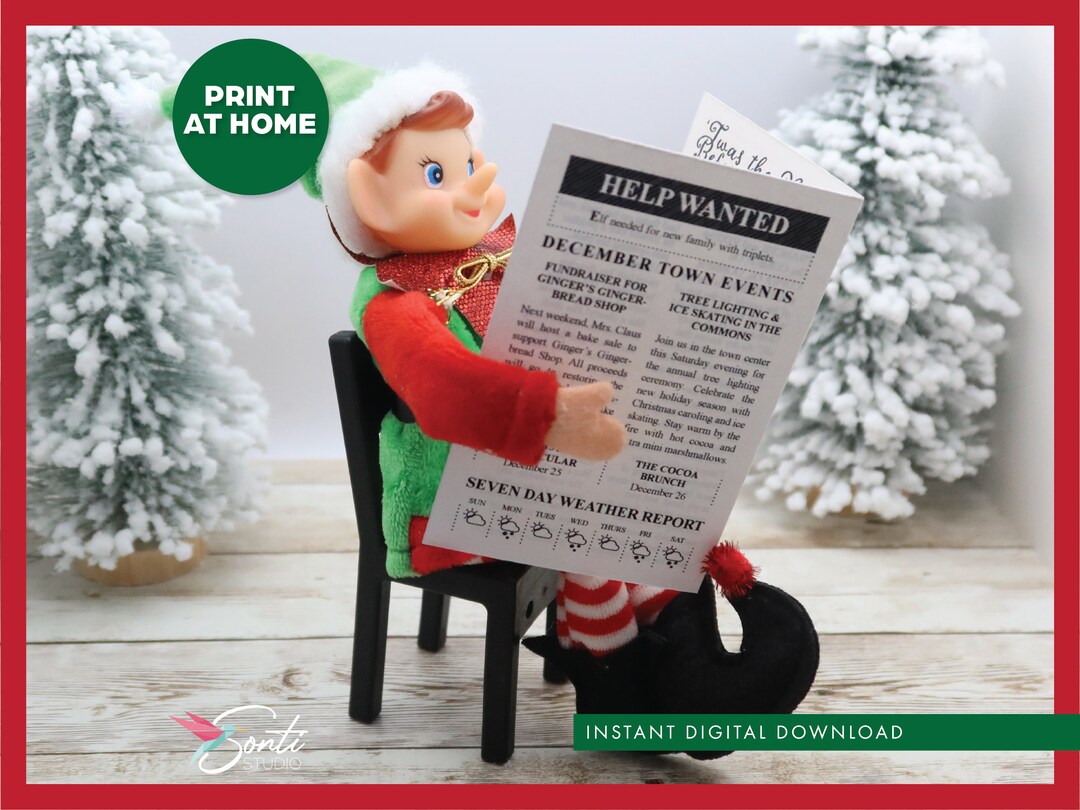 Christmas Elf Printable Newspaper, Elf Kit, Elf Ideas, Elf Accessories ...