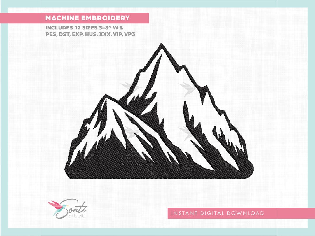 Mountain Embroidery Design, Mountain Machine Embroidery File, Mini ...