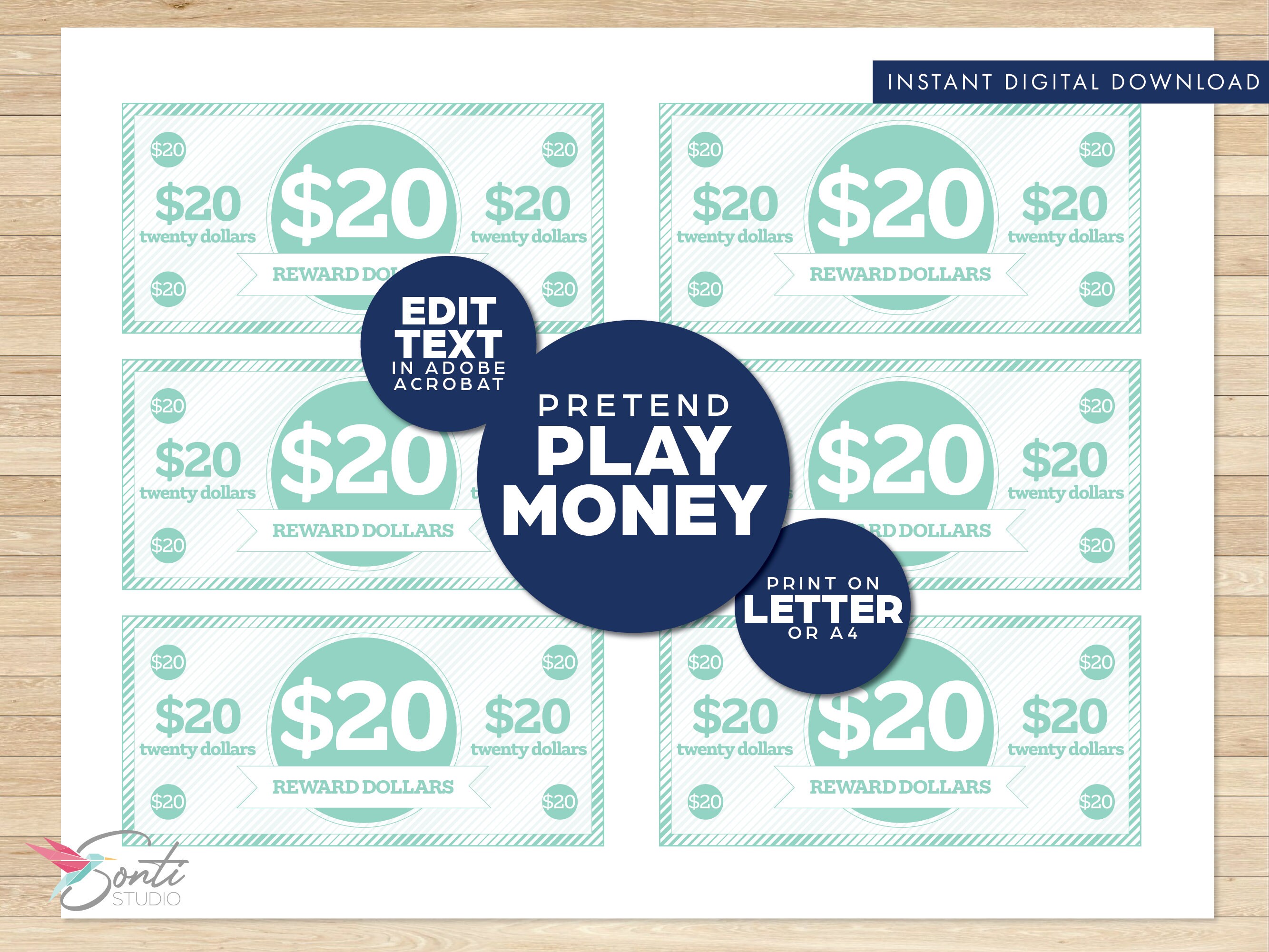 Editable Printable Reward Dollars Pretend Play Money Good - Etsy