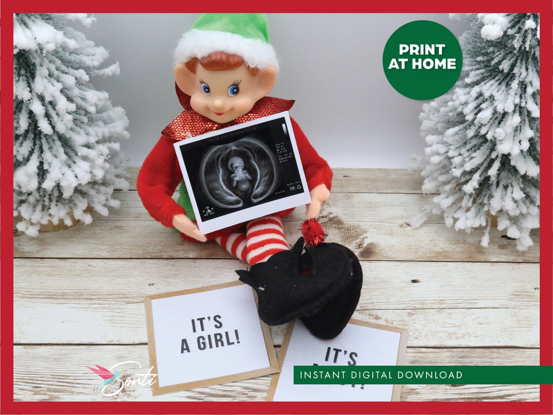 Christmas Printable Elf Ultrasound, Elf Sonogram Announcement, Elf Baby ...
