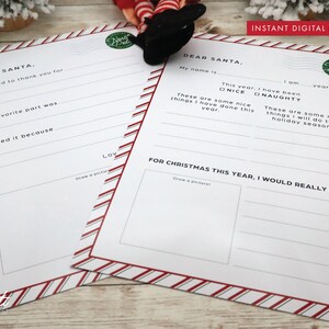 Christmas Printable Letter to Santa Kit, Gratitude Letter, Santa ...