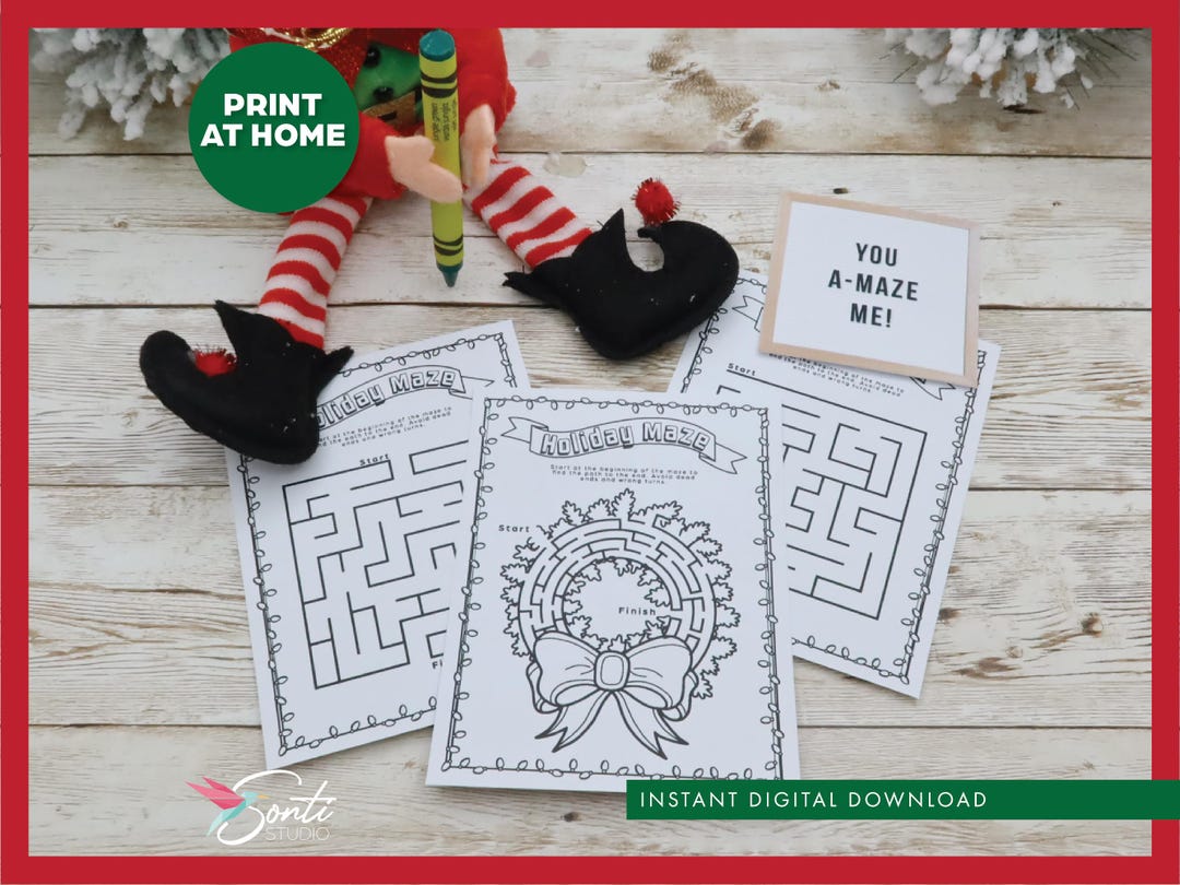 Christmas Elf Mazes, Elf Printables, Elf Activity, Elf Older Kids, Elf ...