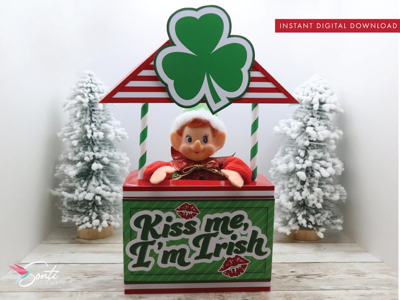 Christmas Printable Elf Kiss Me I'm Irish Booth for St Patrick's Day ...