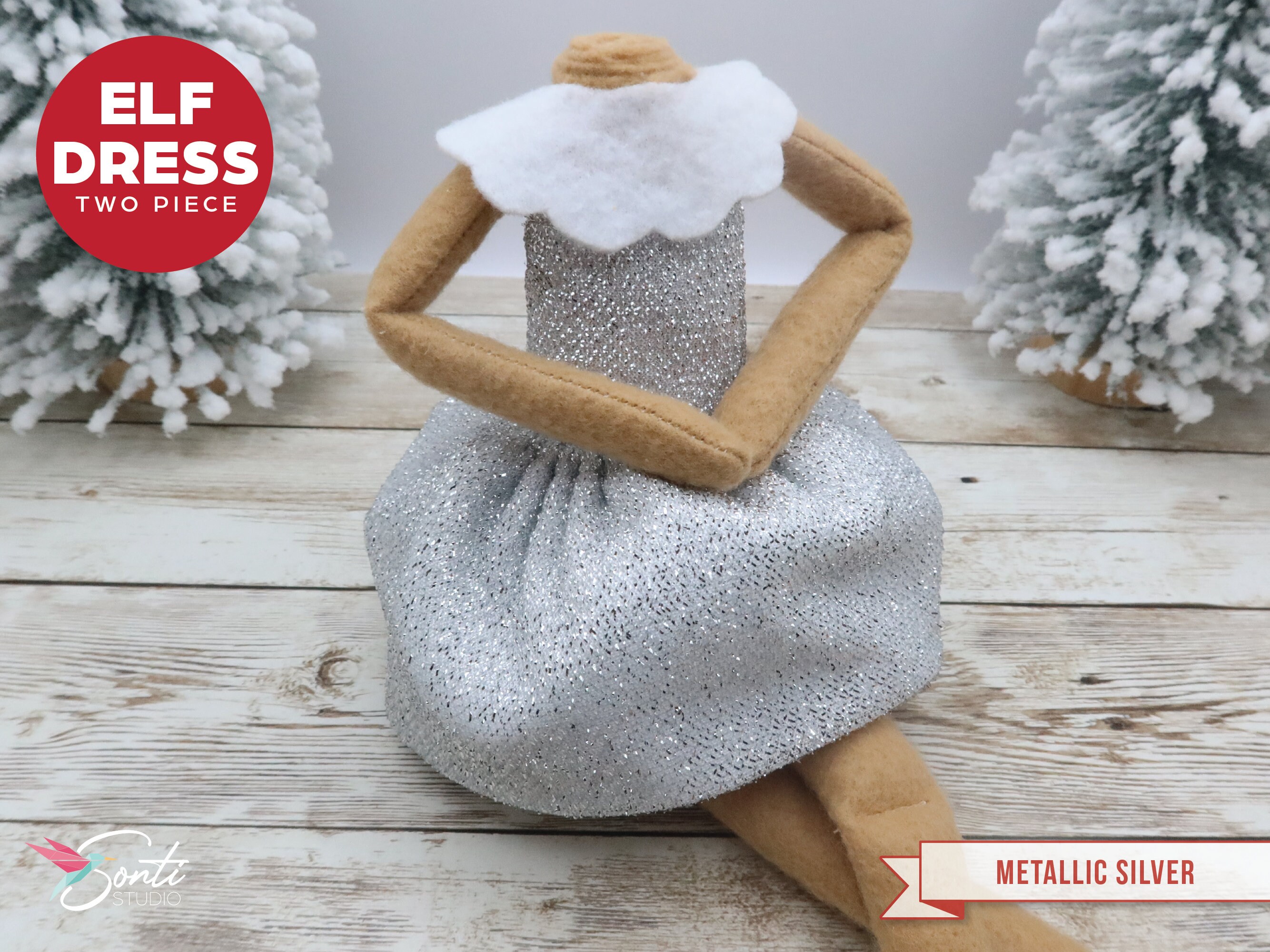 Christmas Elf Dress Skirt, Metallic Silver, Elf Doll Outfit, Elf ...