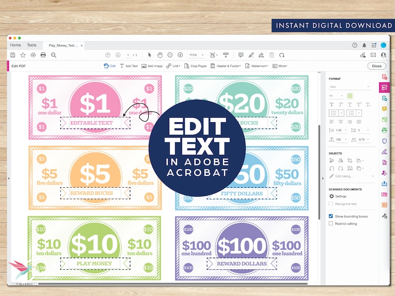 Editable Printable Reward Dollars Pretend Play Money Good - Etsy