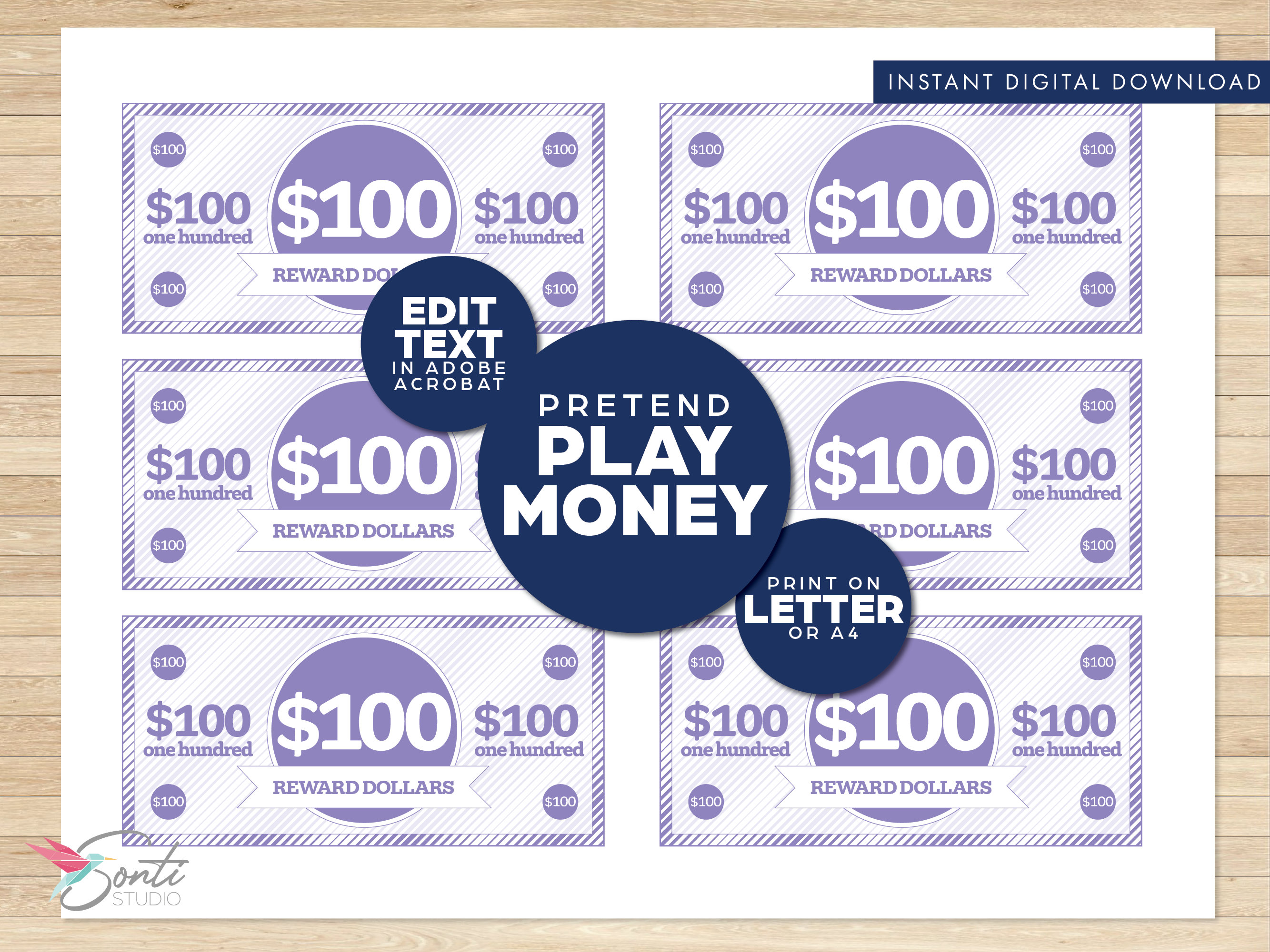 Editable Printable Reward Dollars Pretend Play Money Good - Etsy