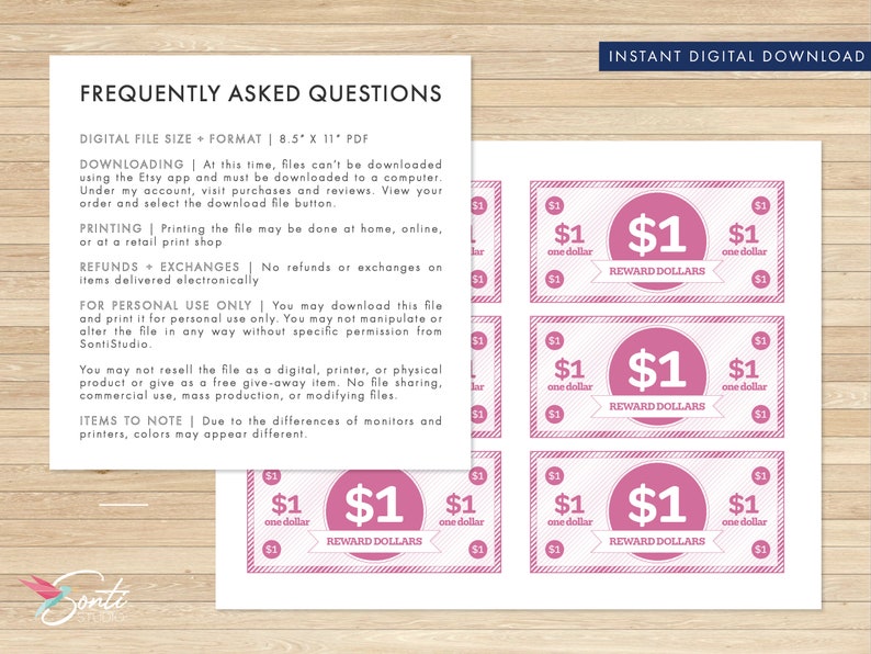 Editable Printable Reward Dollars Pretend Play Money Good - Etsy