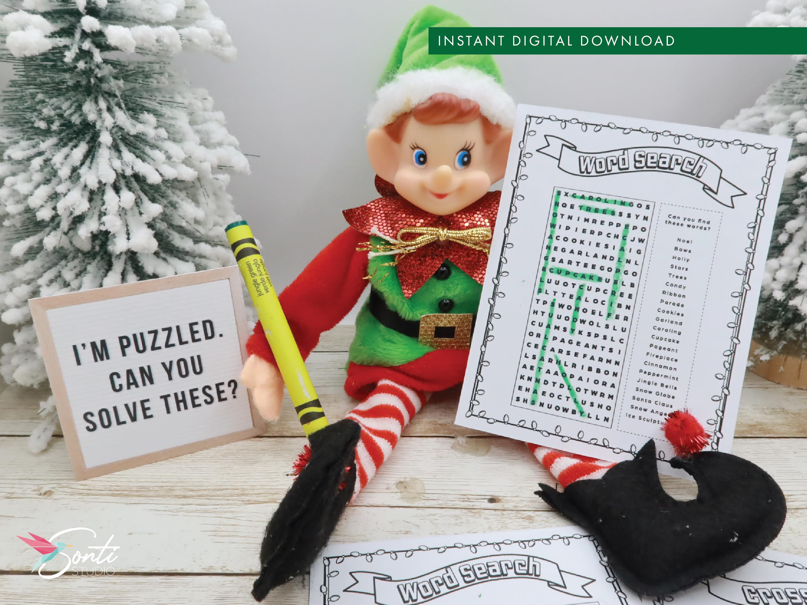 Christmas Elf Word Search, Elf Activity Sheets, Elf Printables, Elf ...