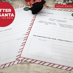 Christmas Printable Letter to Santa Kit, Gratitude Letter, Santa ...