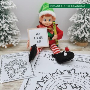 Christmas Elf Mazes, Elf Printables, Elf Activity, Elf Older Kids, Elf ...