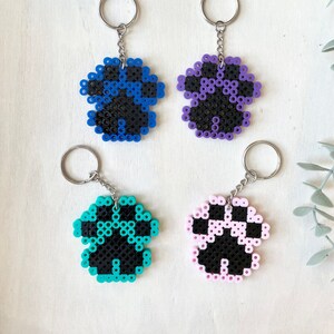 Dog Footprint With Dog Bone - Perler Bead Keychains - Etsy