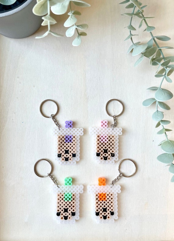 Boba Tea Perler Bead Keychains - Etsy