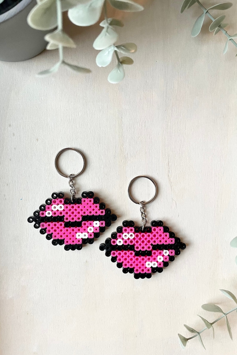 Lipstick Lips Perler Bead Keychain - Etsy
