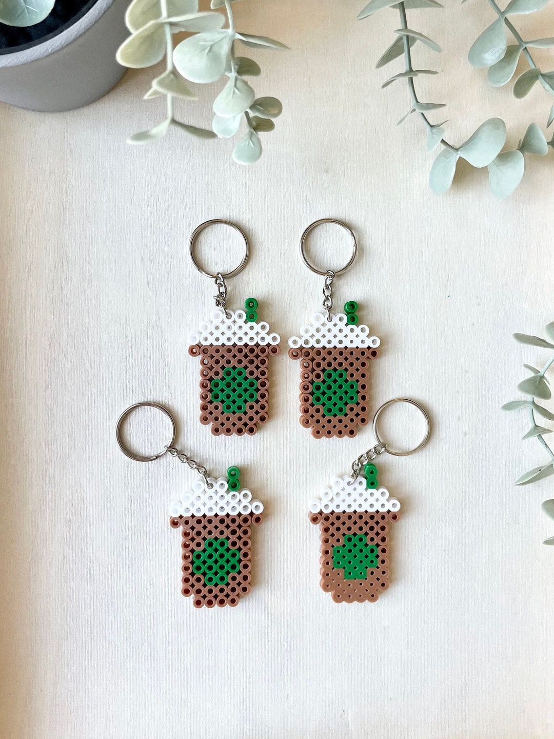 Starbucks Coffee Perler Bead Keychains - Etsy