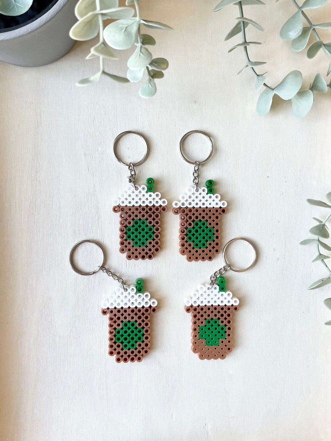 Starbucks Coffee Perler Bead Keychains - Etsy