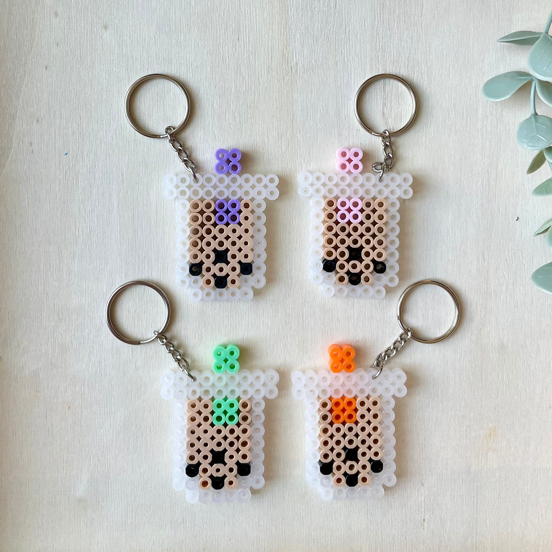 Boba Tea Perler Bead Keychains - Etsy