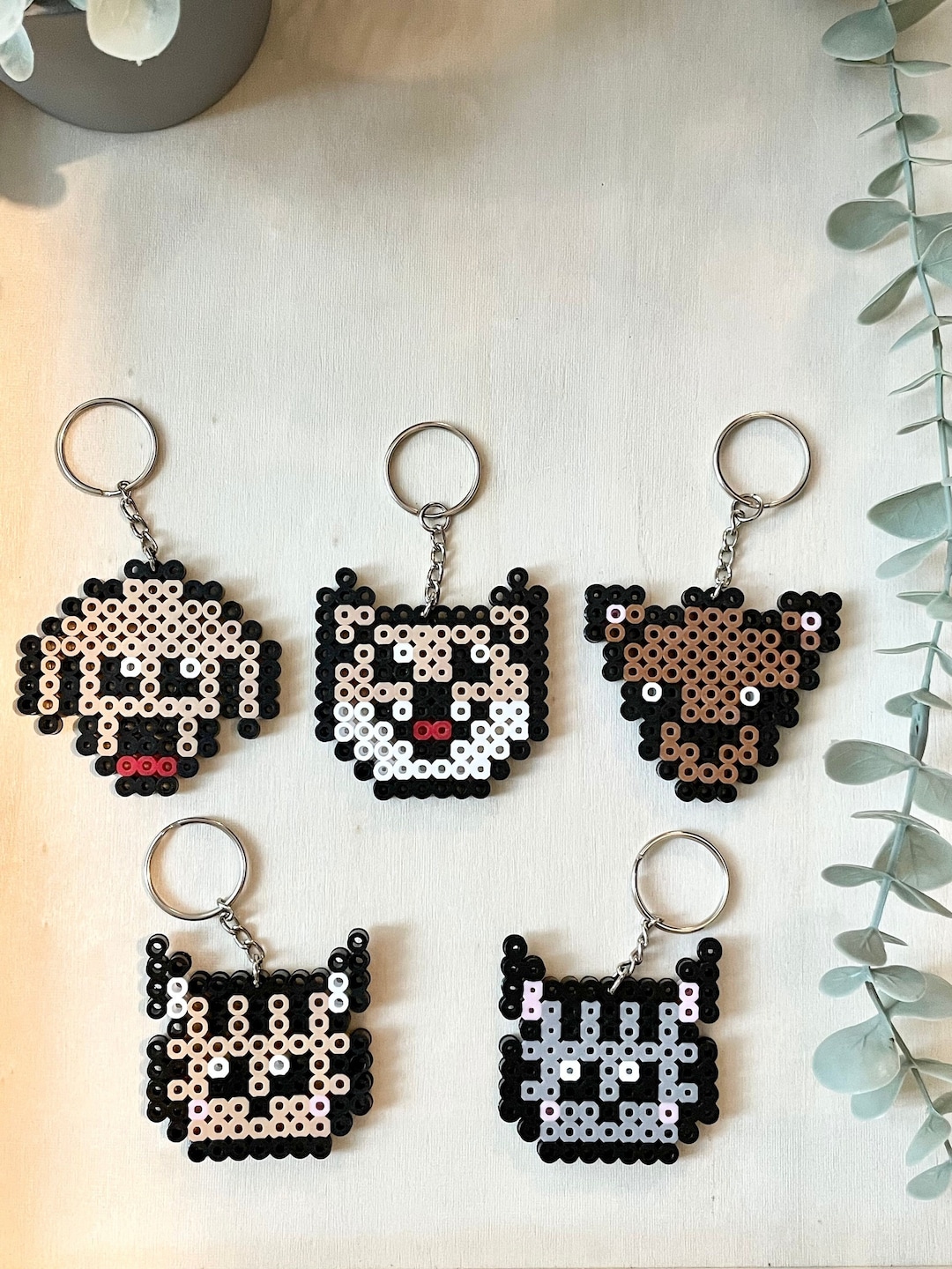 Dog Breeds Cat Perler Bead Keychains - Etsy