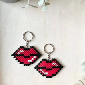 Lipstick Lips Perler Bead Keychain - Etsy
