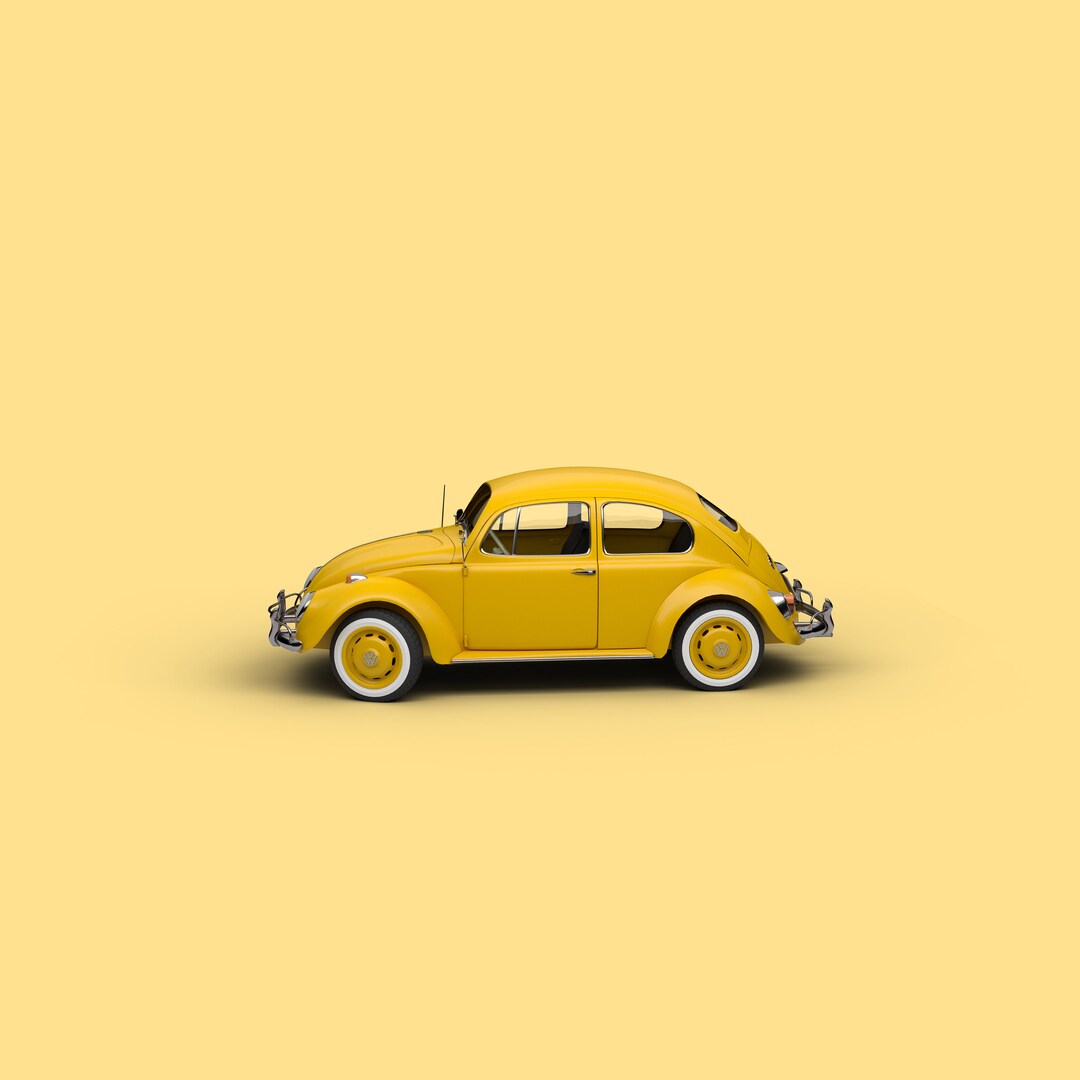 Volkswagen Beetle Canary Yellow Car Poster Print Digital - Etsy