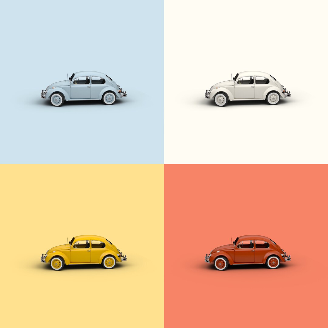 Volkswagen Beetle | Multi-color | Car Poster Print | Digital ...
