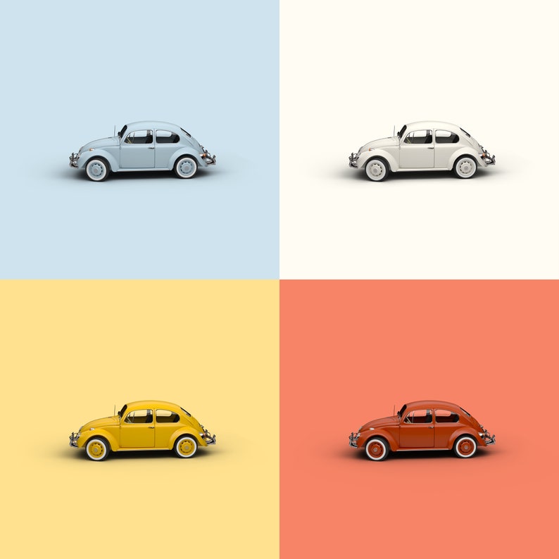 Volkswagen Beetle | Multi-color | Car Poster Print | Digital ...
